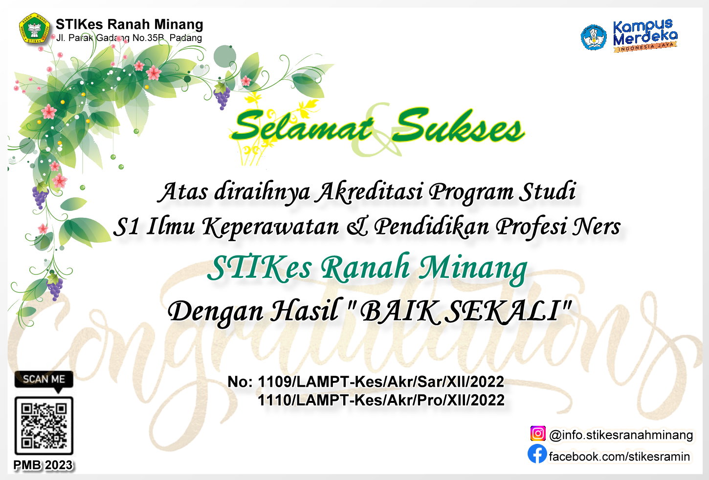 Program Studi S1 Ilmu Keperawatan dan Profesi Ners Meraih Akreditasi "Baik Sekali" | STIKES ...